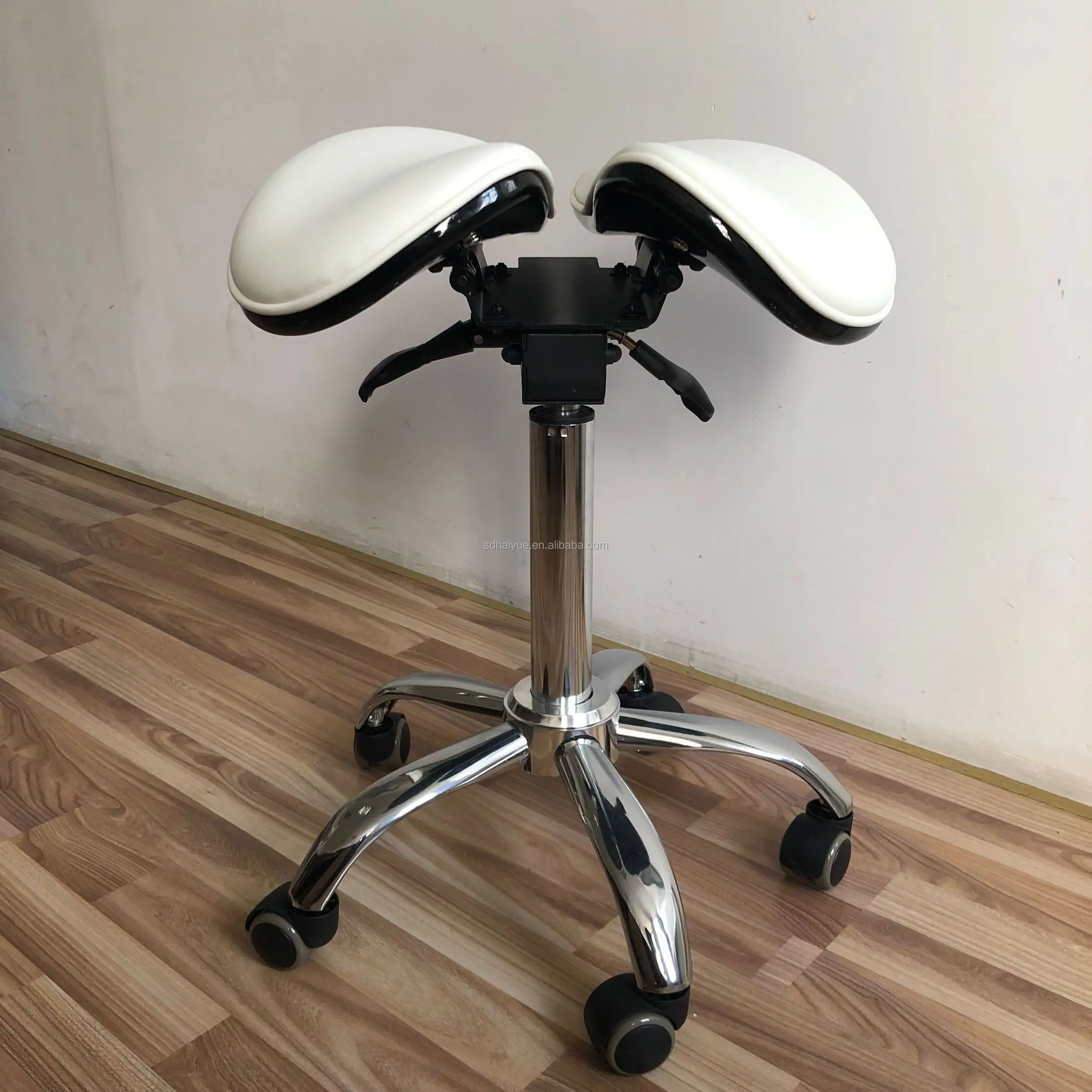 Salon Furniture Ergonomic Split Saddle Seat Stool Fabric Swivel Gas ...
