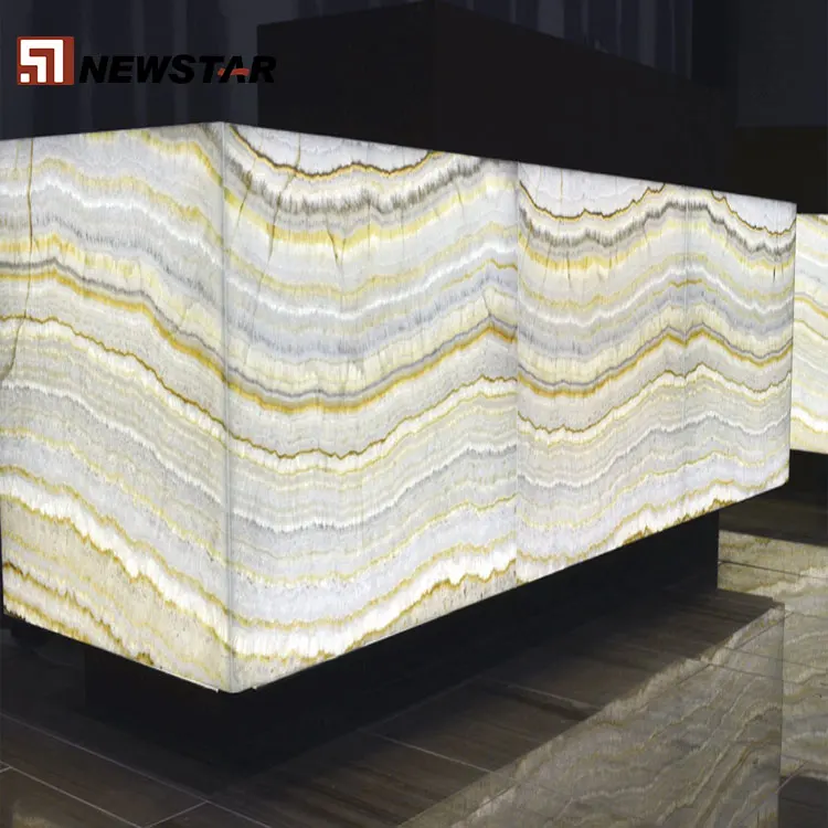 Luxury Natural Onyx Transparent Stone Wall Slab Gemstone