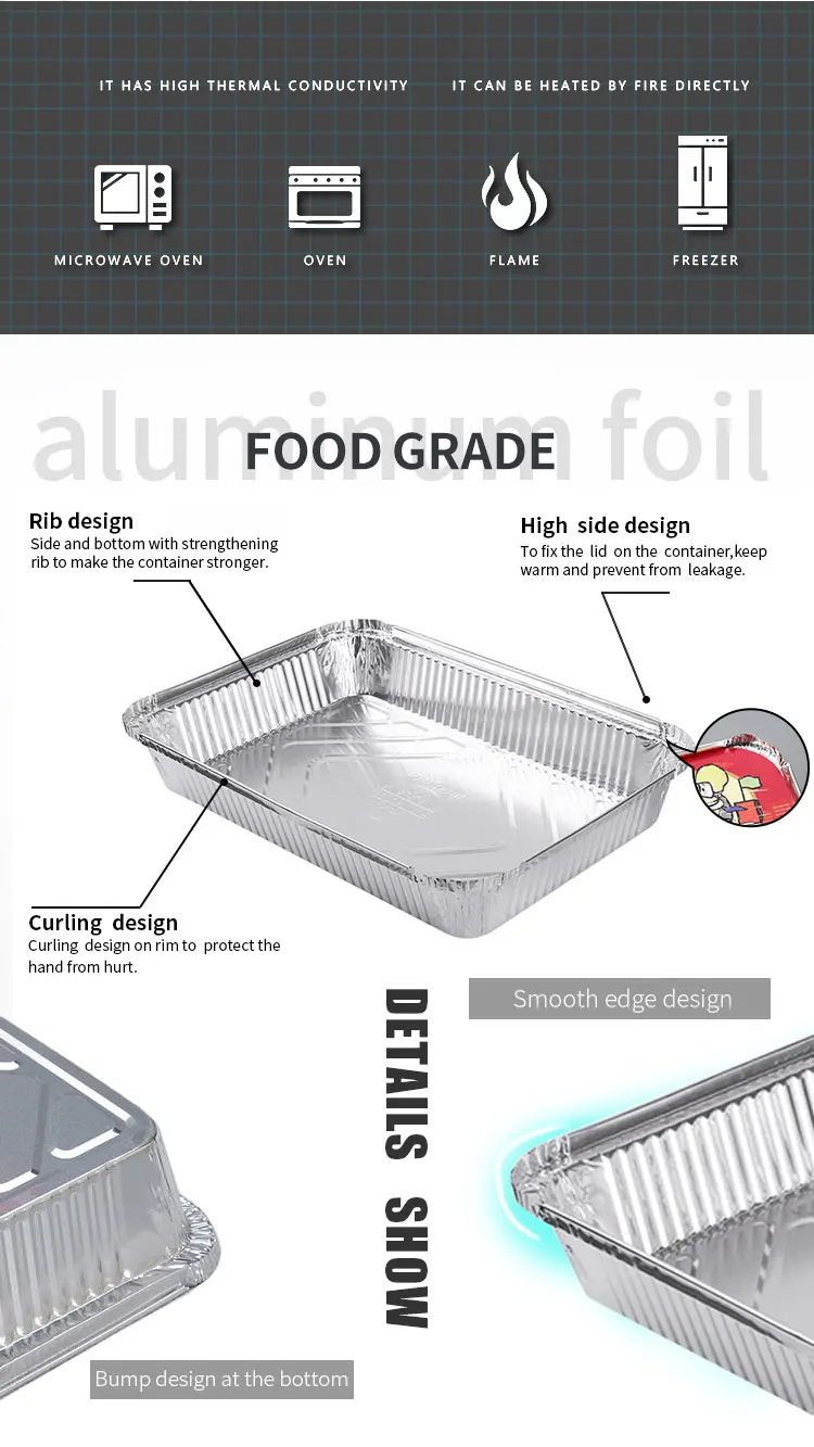 Heavy Duty Rectangle Disposable Round Aluminum Foil Food Containers Household Use Aluminum Foil ...