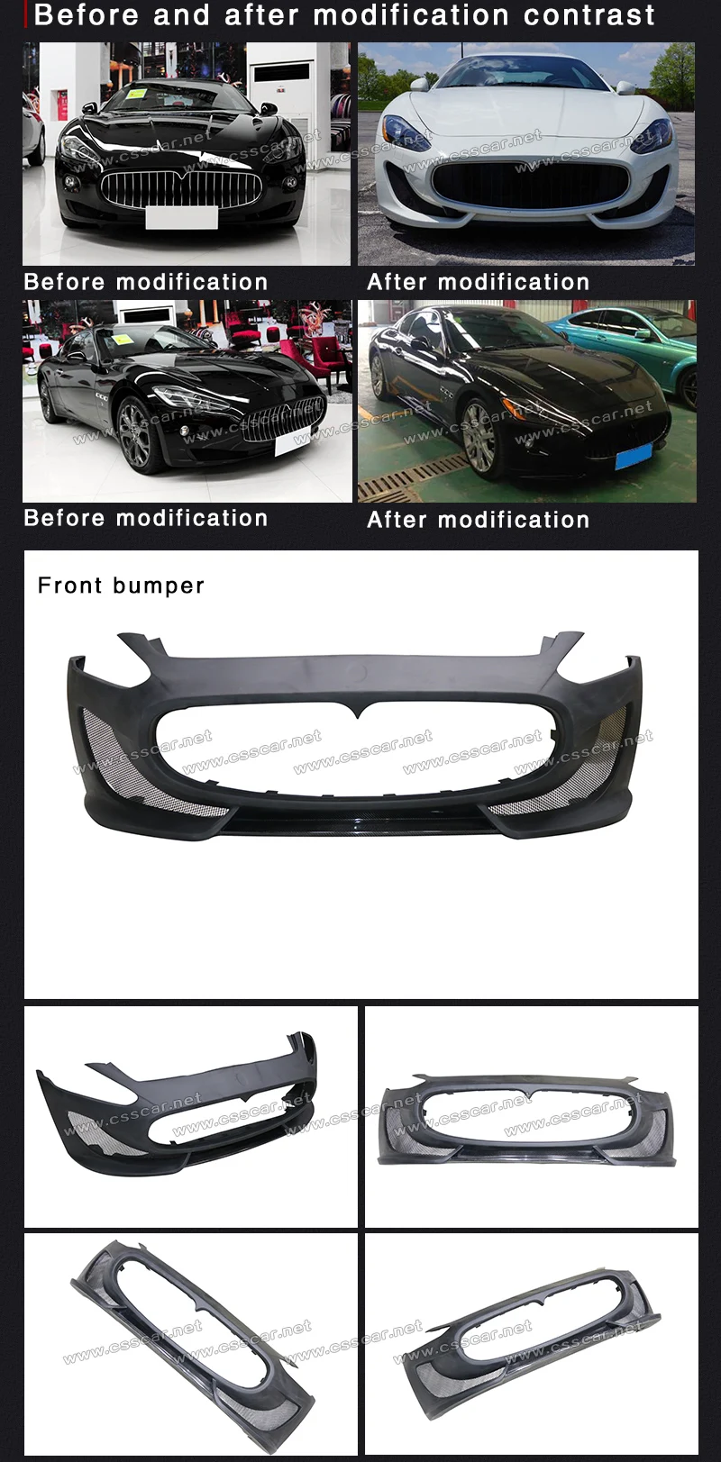 Modified Car Spare Parts Carbon Fiber Auto Front Bumper Body Kit For ...
