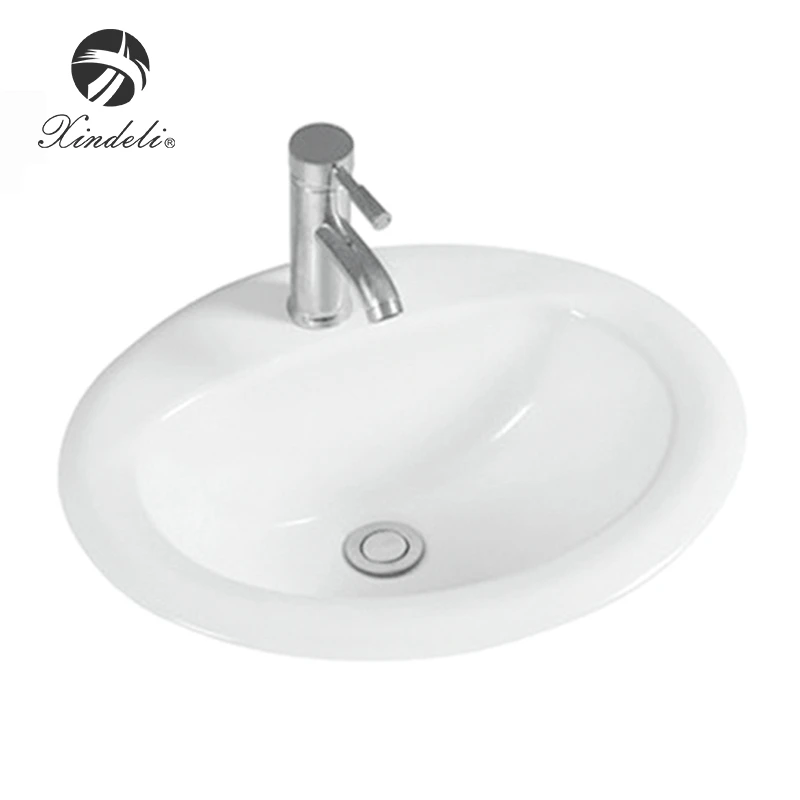 Professional Supplier White Lavatory Semi-recessed Oval Face Ceramic ...