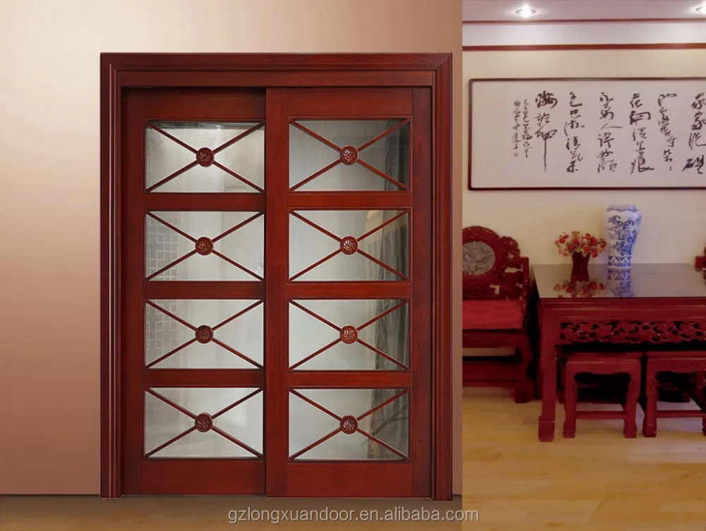 Luxury Solid Wood Oak & Mahogany Double Main Door with Glass - Elegant ...