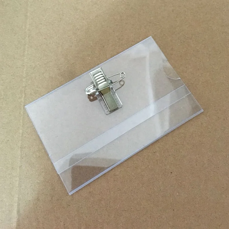 91x62mm / 90x54mm Pin Clip Name Badge Tag Holder Clear Soft Pvc Id Card ...