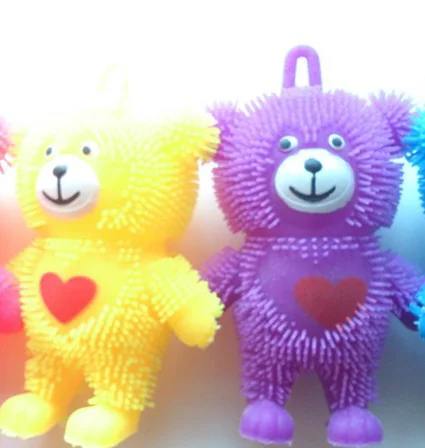 New Tpr Flashing Puffer Ball Light Up Lovely Bear Puffer Ball Yellow ...