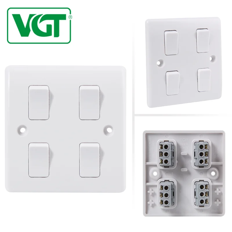 Vgt Wall 4 Gang 1 Way Bakelite Plate Wall Switches Electrical ...