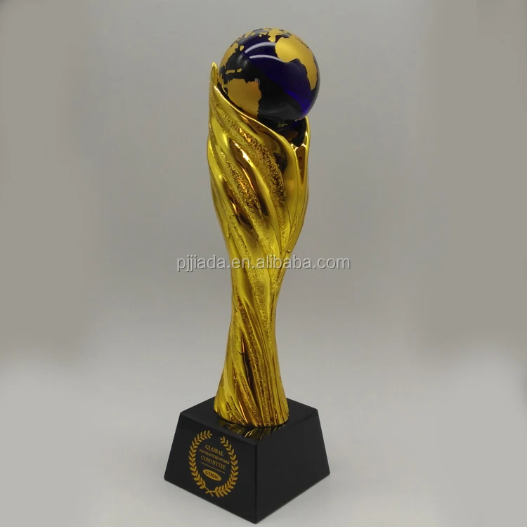 Blue Crystal Earth Trophy Custom Metal Gold Plated Trophy Sports Awards ...