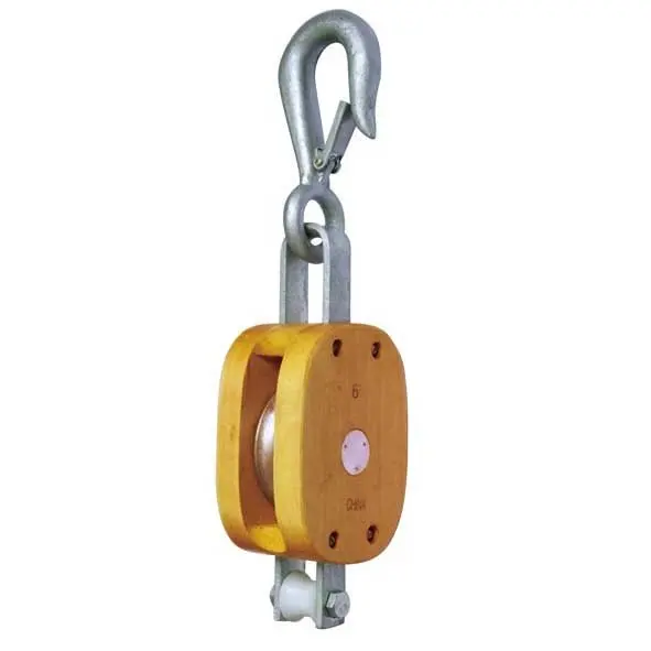 Marine Single Double Sheave Wooden Pulley Block with Hook