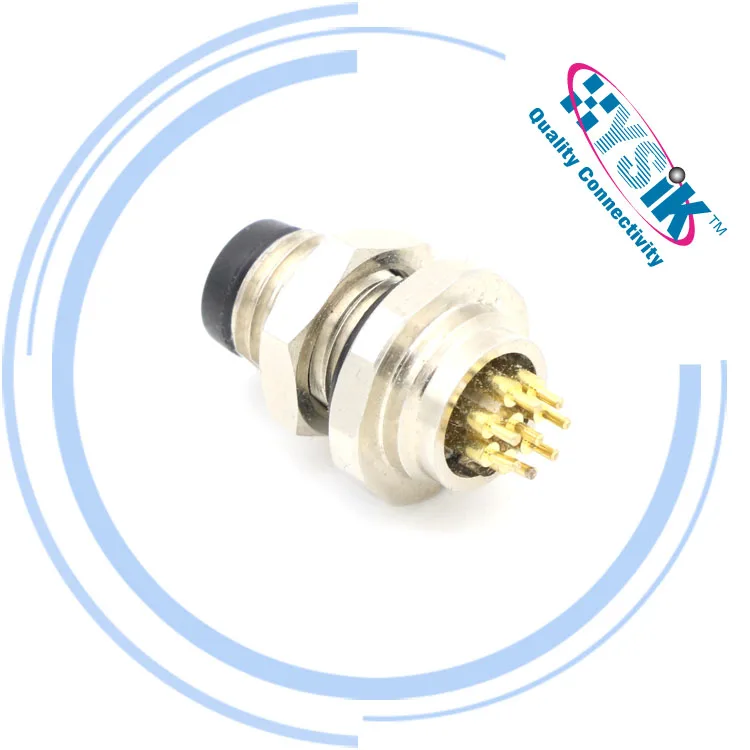 M8 Pcb Panel Mount Circular Connector 3 4 5 6 8 Pin Female Male Waterproof M8 Pcb Front Mounting ...