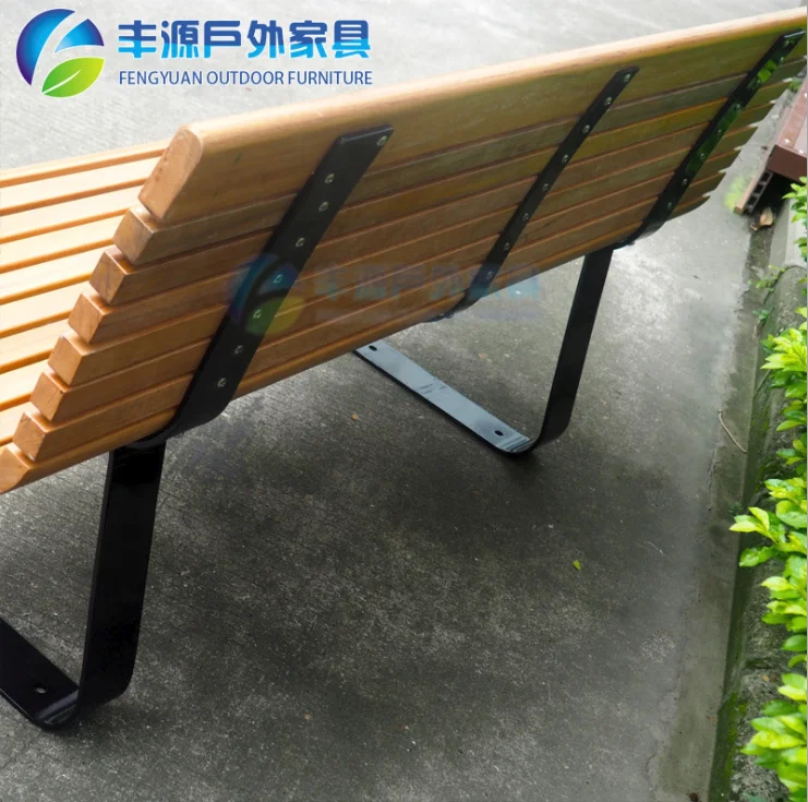 Modern Slatted Teak Wood Patio Bench Outdoor Furniture for Home Public ...