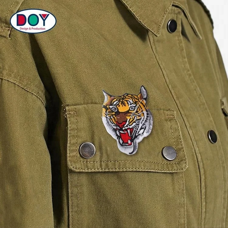 Custom Tiger Head Logo Embroidery Badges and Patches