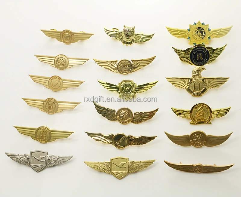 New hot metal pilot wings pin badge/metal pilot wings pins/pilot wings ...
