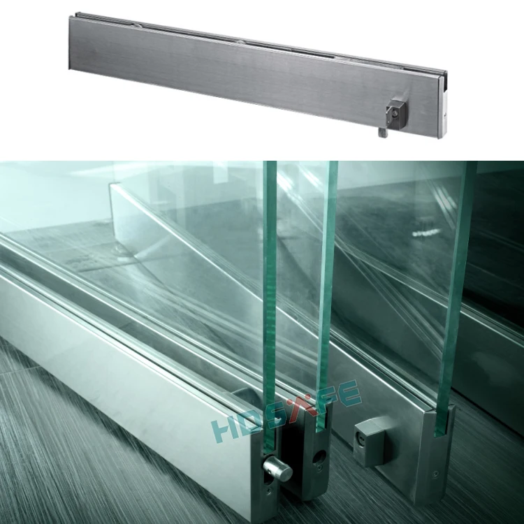 Hdsafe Stainless Steel Glass Door Patch Fitting Bottom Rail With Lock ...