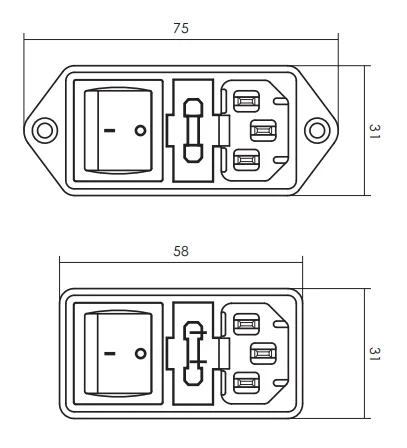 IEC Electrical Switch Connector Female Plug - AC Power Inlet Medical ...