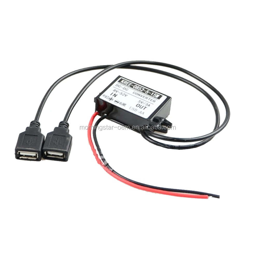 New Dua 2 Usb Dc-dc Car Converter Module Cable Input Dc 12v 24v 48v To ...