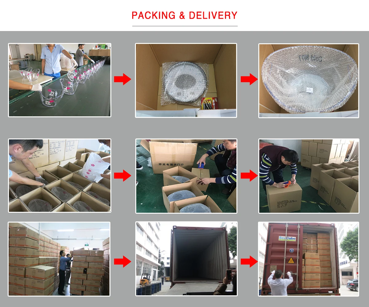 Customized Plastic PP PS Ice Bucket with LED for Parties