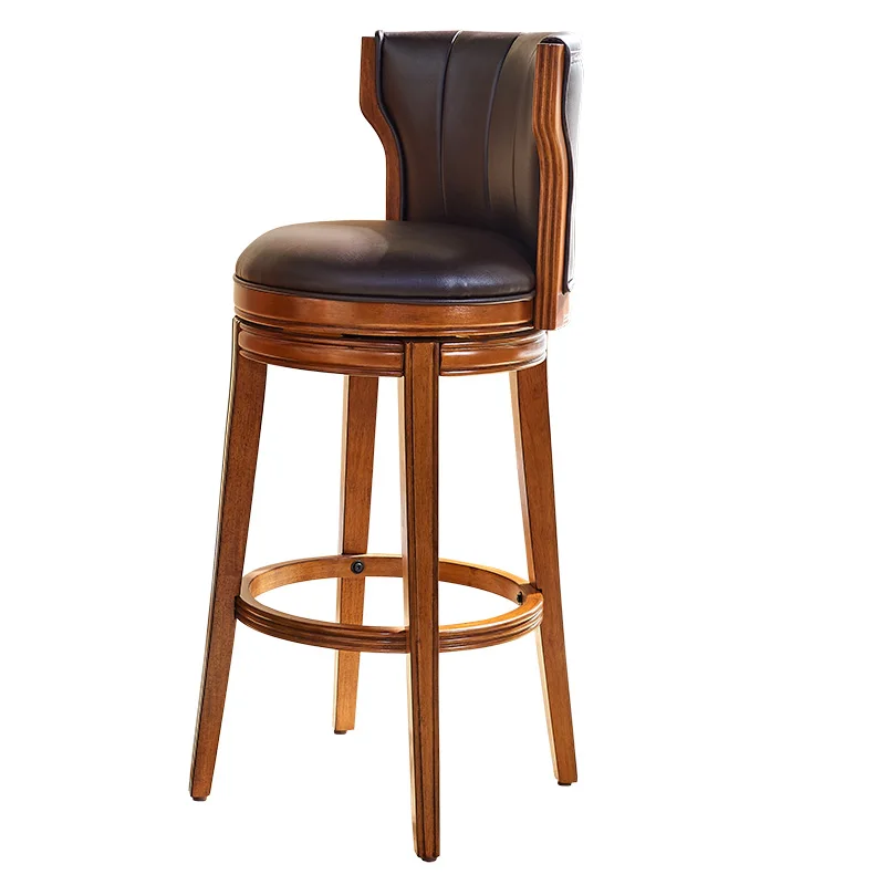 Antique Retro Leather wooden bar furniture vintage American bar stools ...