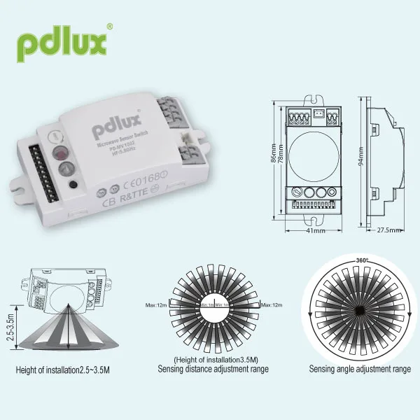 Pdlux Pd-mv1002 5.8ghz 360 Degree Mini Economic On Off Microwave Motion ...