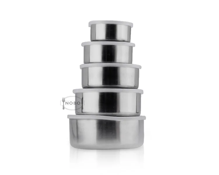 5pcs Fresh Keeping Containers Air Tight Stainless Steel Round Food ...