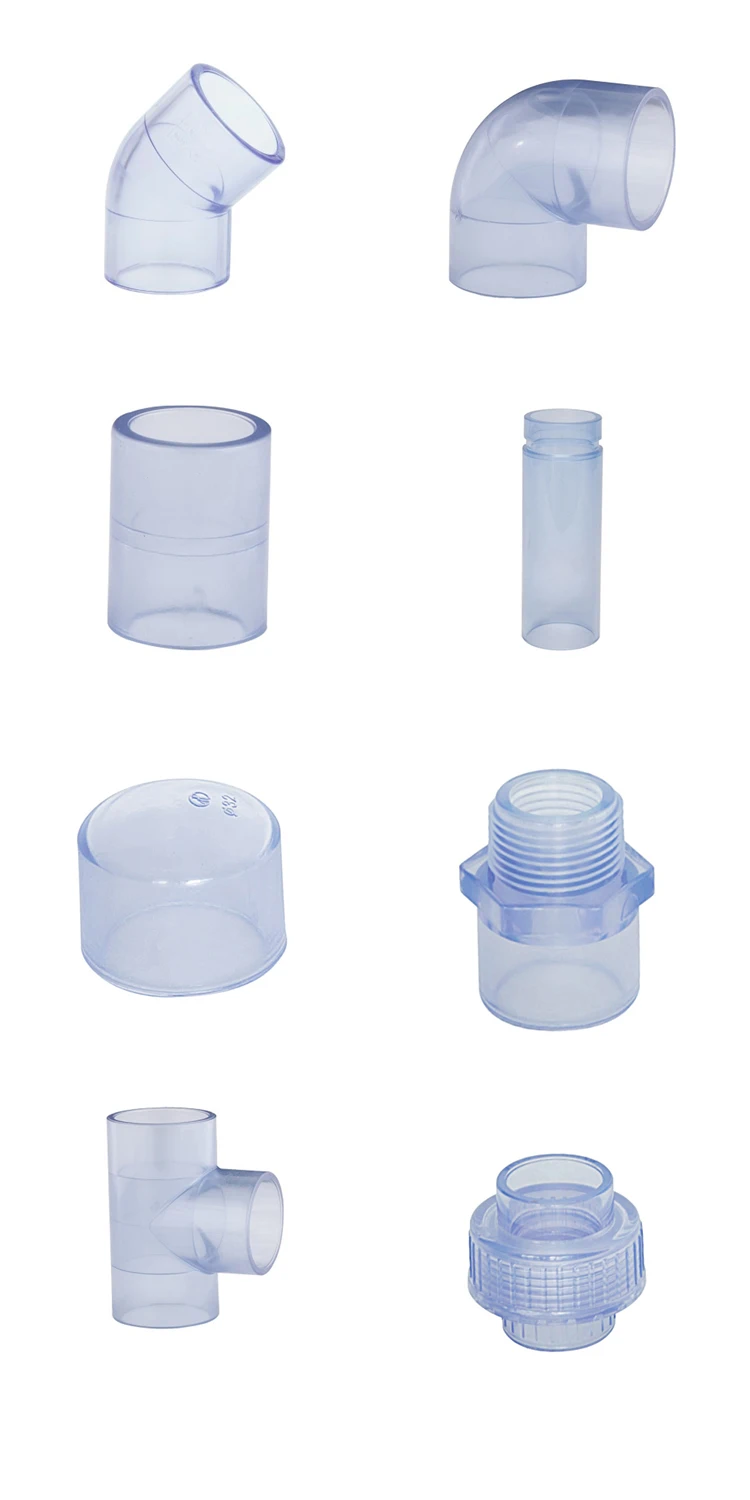 Transparent UPVC PVC Pipe Fitting - Clear 45 Degree Elbow