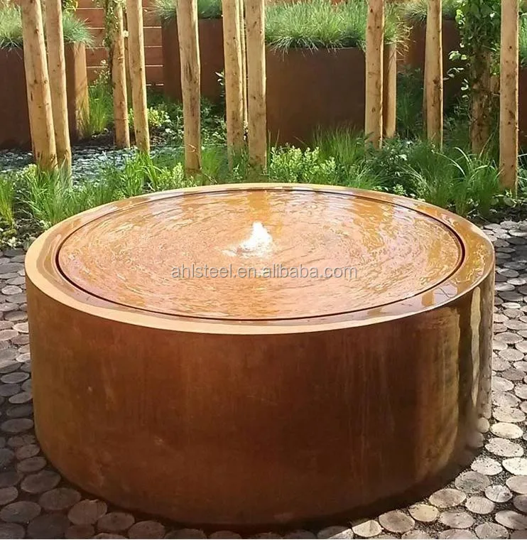 Corten Steel Square Water Feature with Fountain - AHL