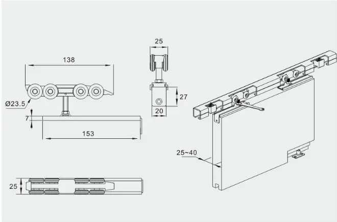 Heavy Duty Sliding Door Track Rail and Guide Glide Hanging Wheel Roller ...