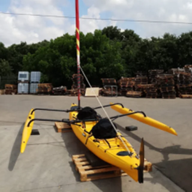 18ft Plastic Trimaran Sailing Kayak with Foot Drive Pedal System and ...
