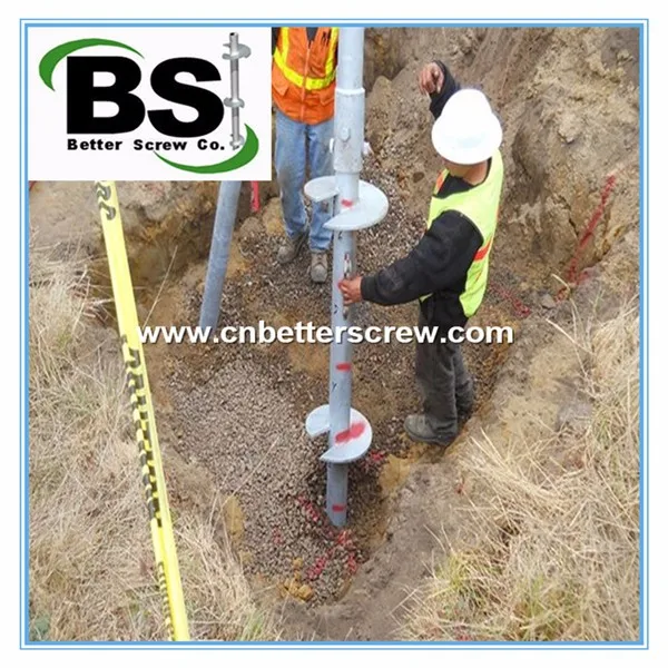 Round Shaft Screw Pile For Retaining Walls Engineering Ground Screw ...