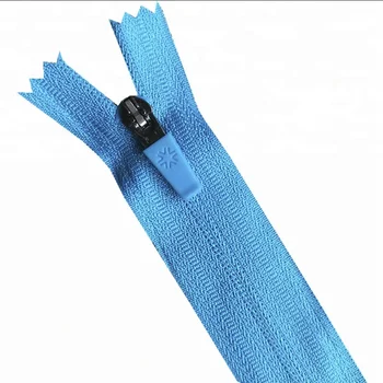 3# Reverse Invisible Nylon Zipper With Semi Auto Lock Slider Rubber ...