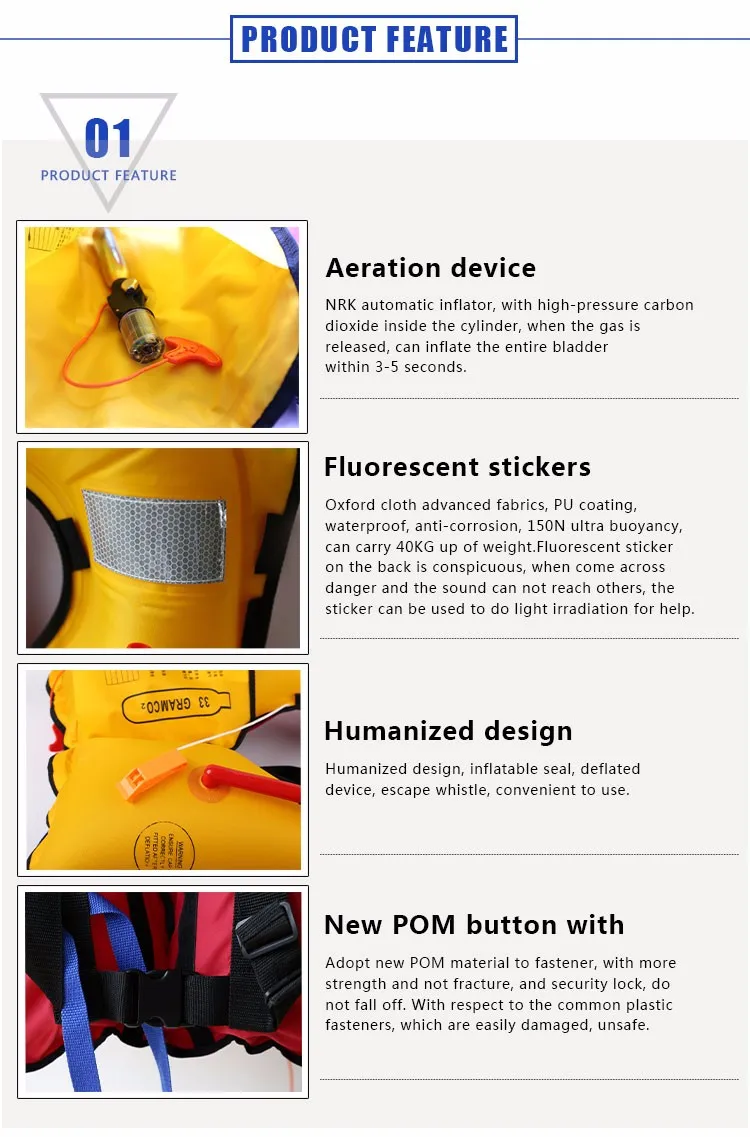 Marine Solas Approved 150N Inflatable Life Jacket - Baizhou