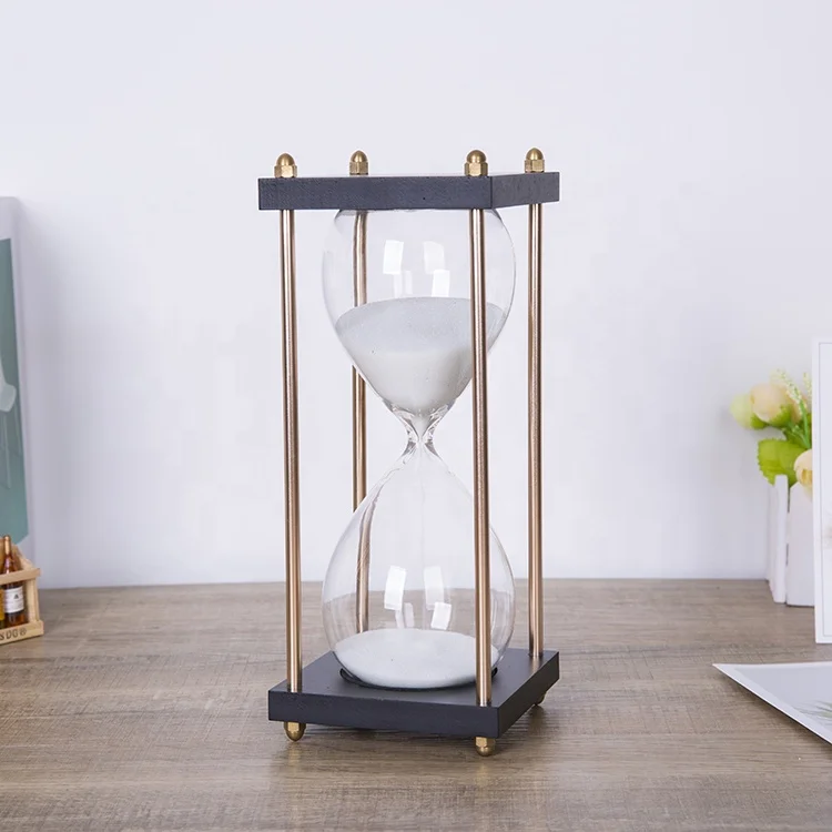30 Minutes Decorative Black Wood Sand Clock Hourglass Sand Timer With ...