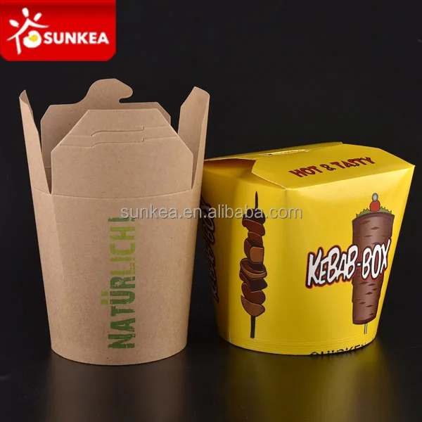 Round Based 16oz 26oz 32oz Kraft Paper Noodle Box/Chinese Rice Bowl ...