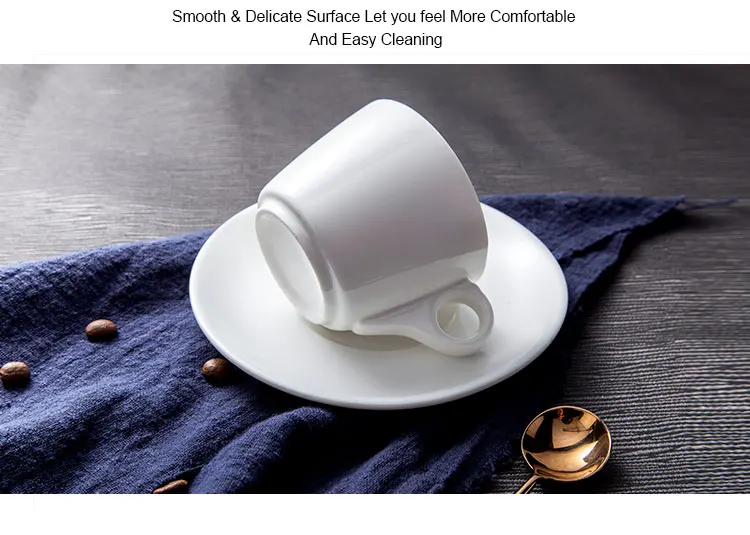 Custom Plain White Ceramic Espresso Cup & Saucer Set