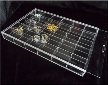 Clear Acrylic Compartment Storage Bin,Transparent Perspex Box With Lid ...