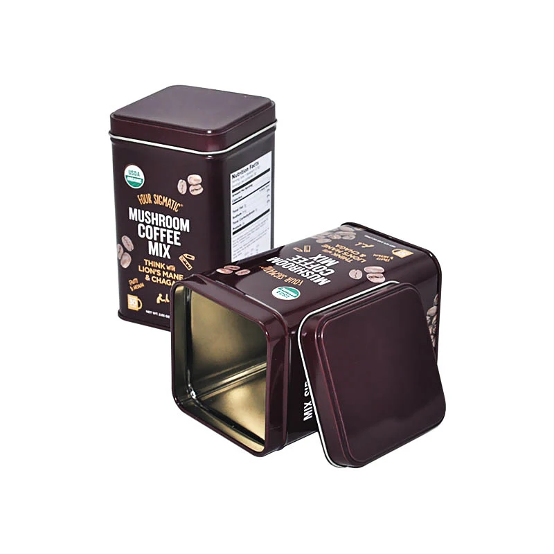 Custom Square Coffee Tin Packaging For Coffee - Buy Tin Can For Coffee ...