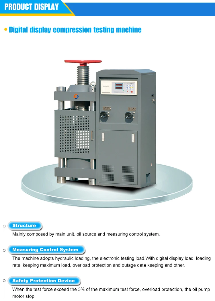 Yes-2000 2000kn Hydraulic Press Test Equipment,Concrete Compression ...