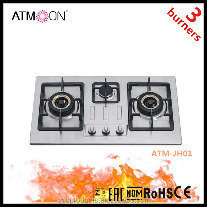 201/304 Stainless Steel Panel Of Built-in 3 Burners Gas Cooktops / Gas ...