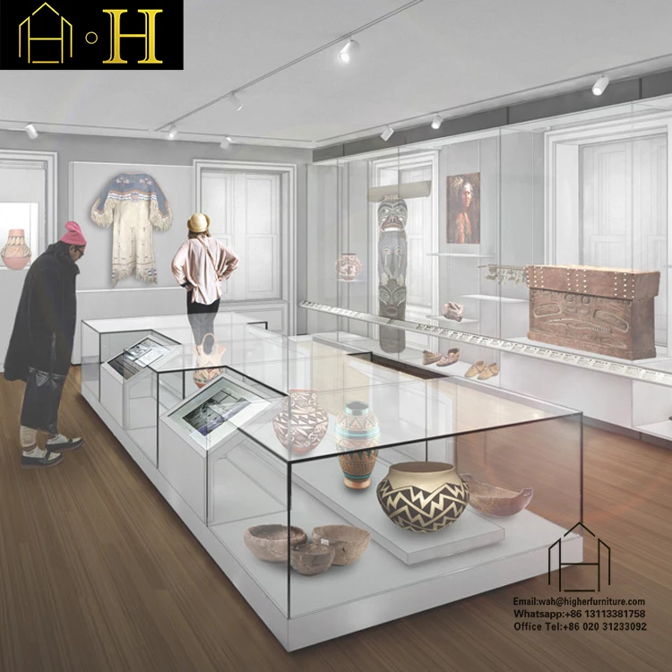 Customized Modern Museum Display Cabinets Museum Glass Showcase ...