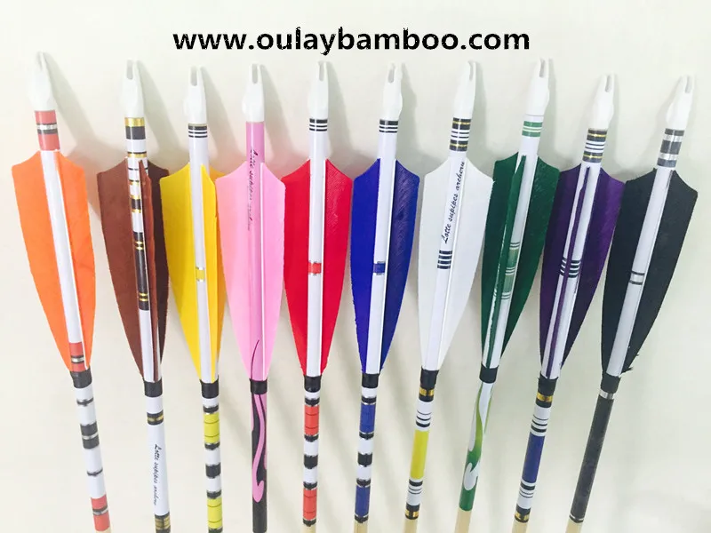 Archery Dia 8MM 35~55lbs Bamboo Wood Shafts Self Nocks Handmade Hunting ...