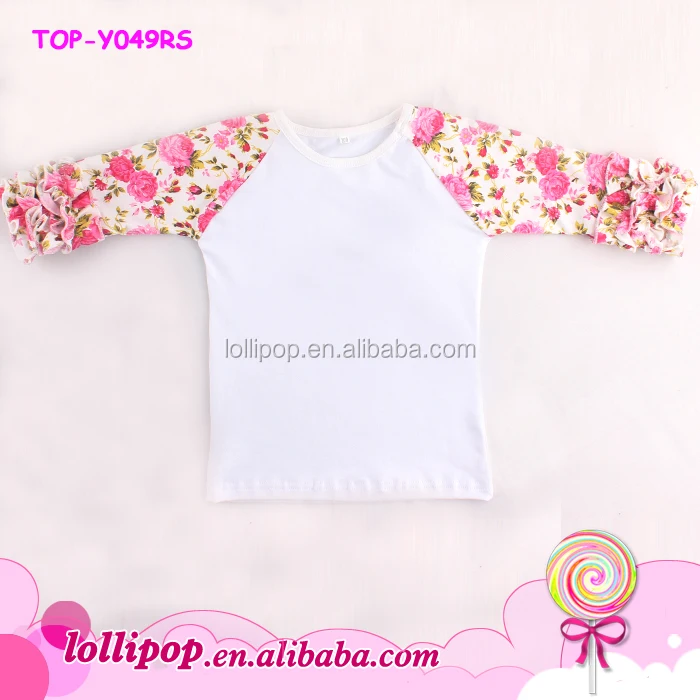 Wholesale Adult Icing Ruffle Raglan Shirt Pink Floral Printed Raglan 3/ ...