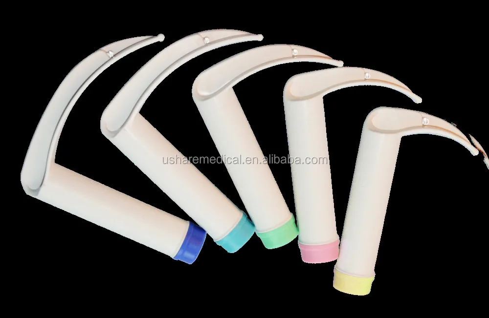 Ushare Medical Laryngoscope - LED Fiber Optic Set with 5 Sizes