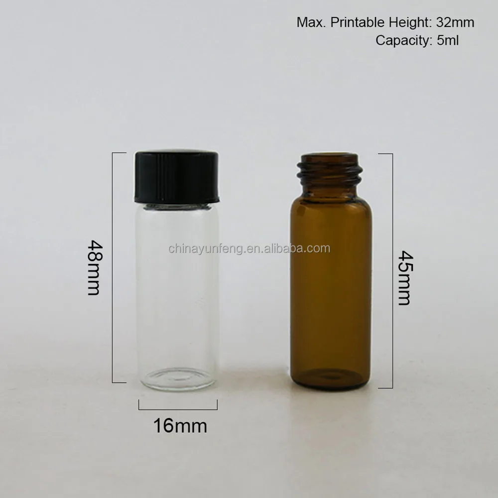 5ml Screw Top Amber/clear Vial with Silcone/ptfe Septa and Black Caps ...