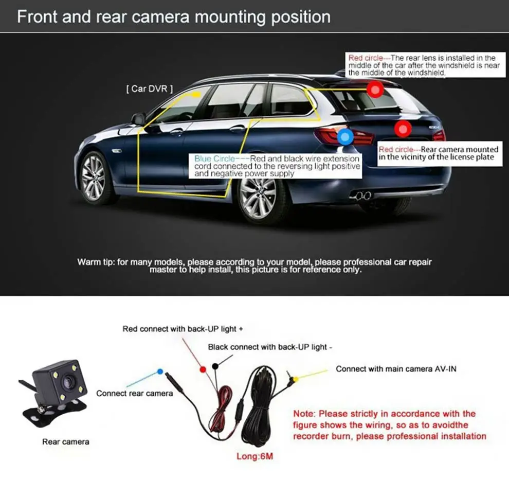 Car Camera Dashcam 3 Inch Hd Display Night Vision Loop Recording 1080p ...