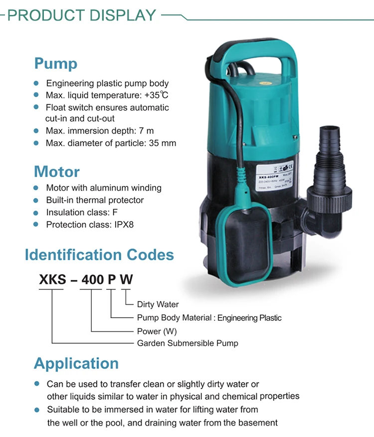 Leo Garden Float Switch Domestic 220-240 Volt Submersible Water Pump ...