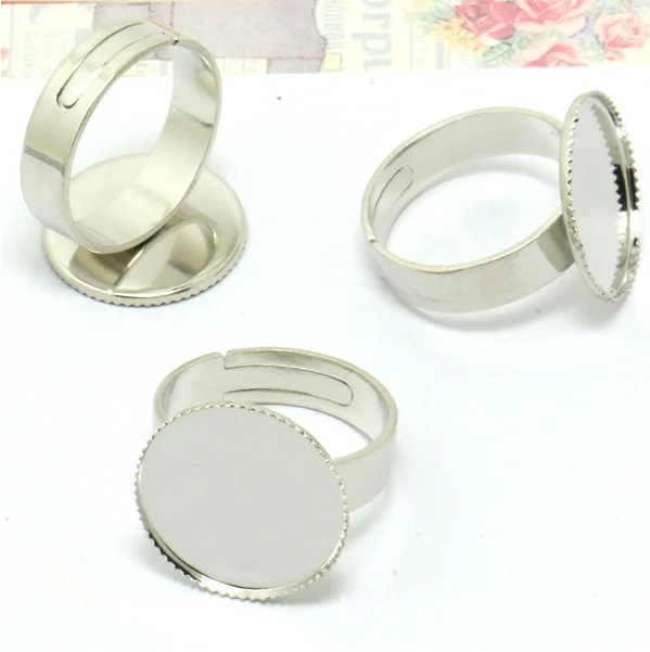 Silver Plate Round Pad Blank Ring Settings For Diy Jewelry Ring Base ...
