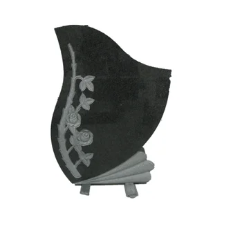 European Style Simple Design Absolute Black Granite Carved Rose ...