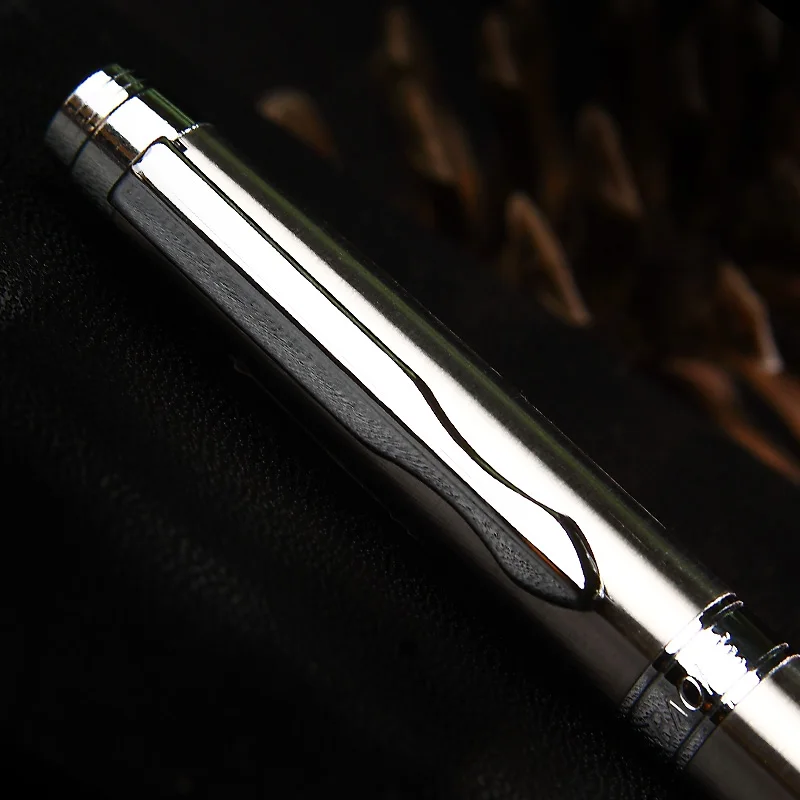 Custom Made Logo Fountain Pen Ink Silver Stainless Steel Executive Gold ...