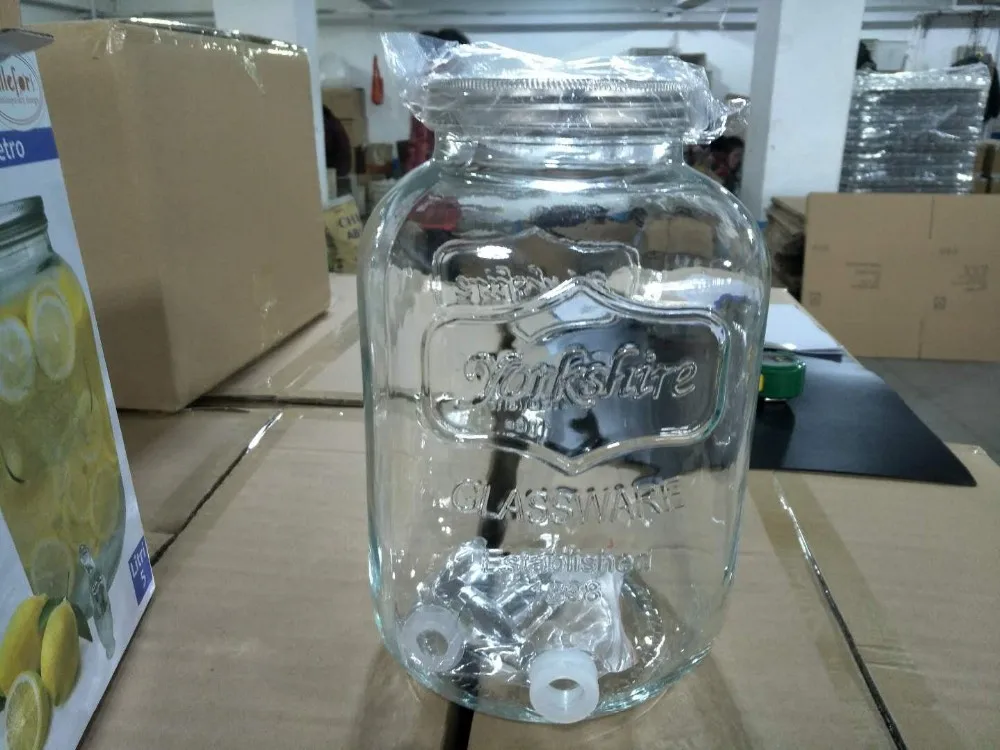 8l Glass Beverage Juice Drink Dispenser With Stainless Steel Spigot And ...