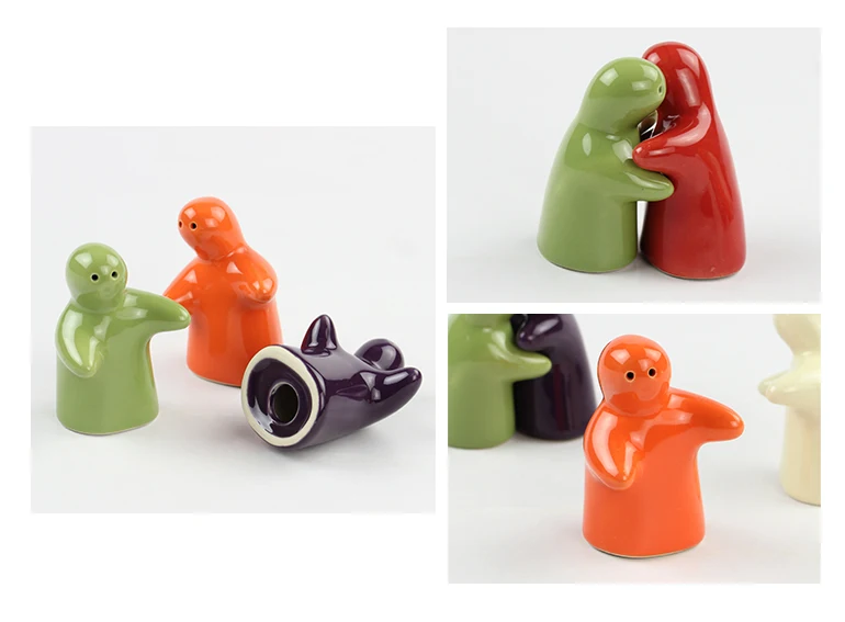 Custom Stoneware Hug Salt and Pepper Shaker Set