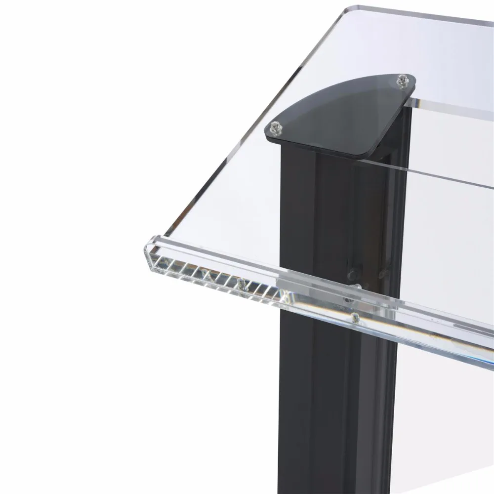 Front Panel Transparent Acrylic Pulpit Modern Podium With Black ...