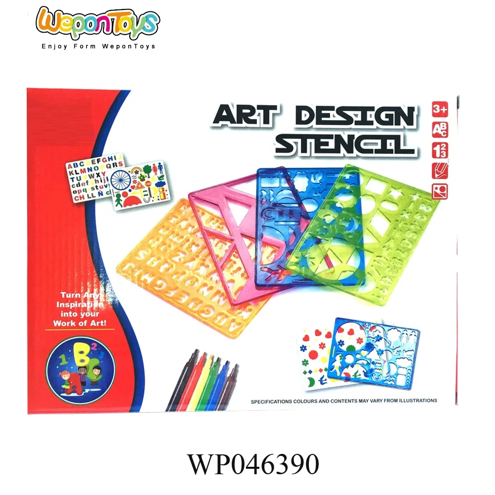 art design stencil teach kids to draw different geometric figure ...